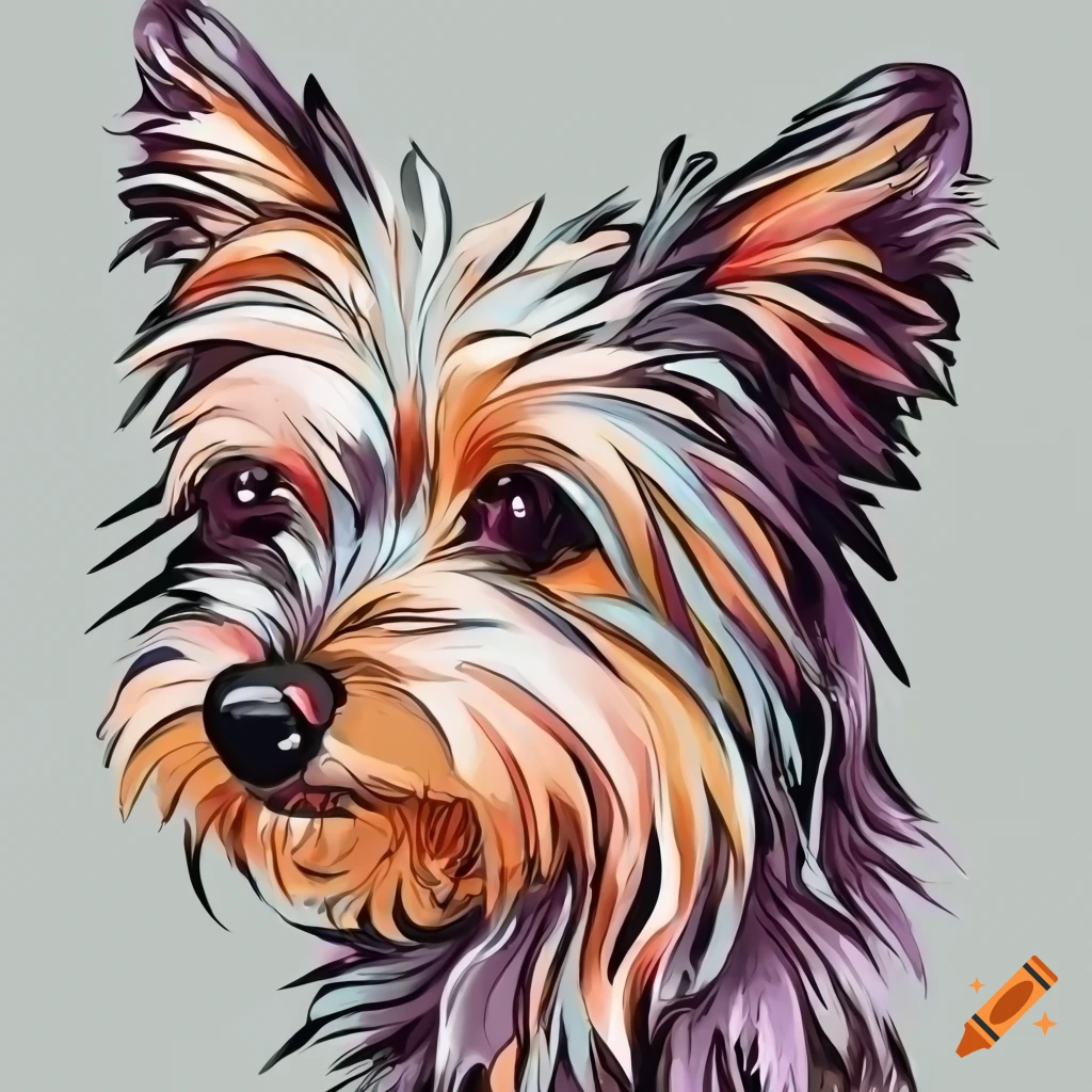 An illustration of a morkie dog with no background