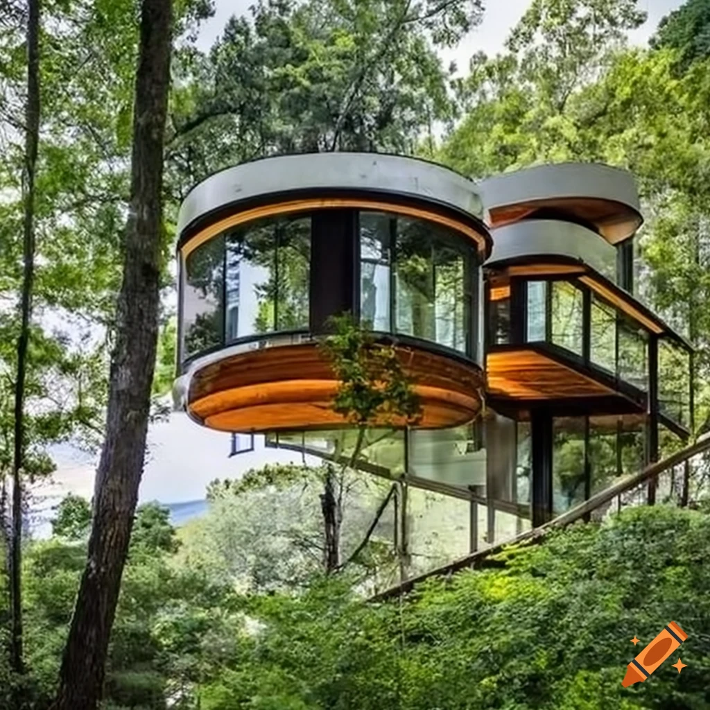 A modern tree house, modern architecture on Craiyon