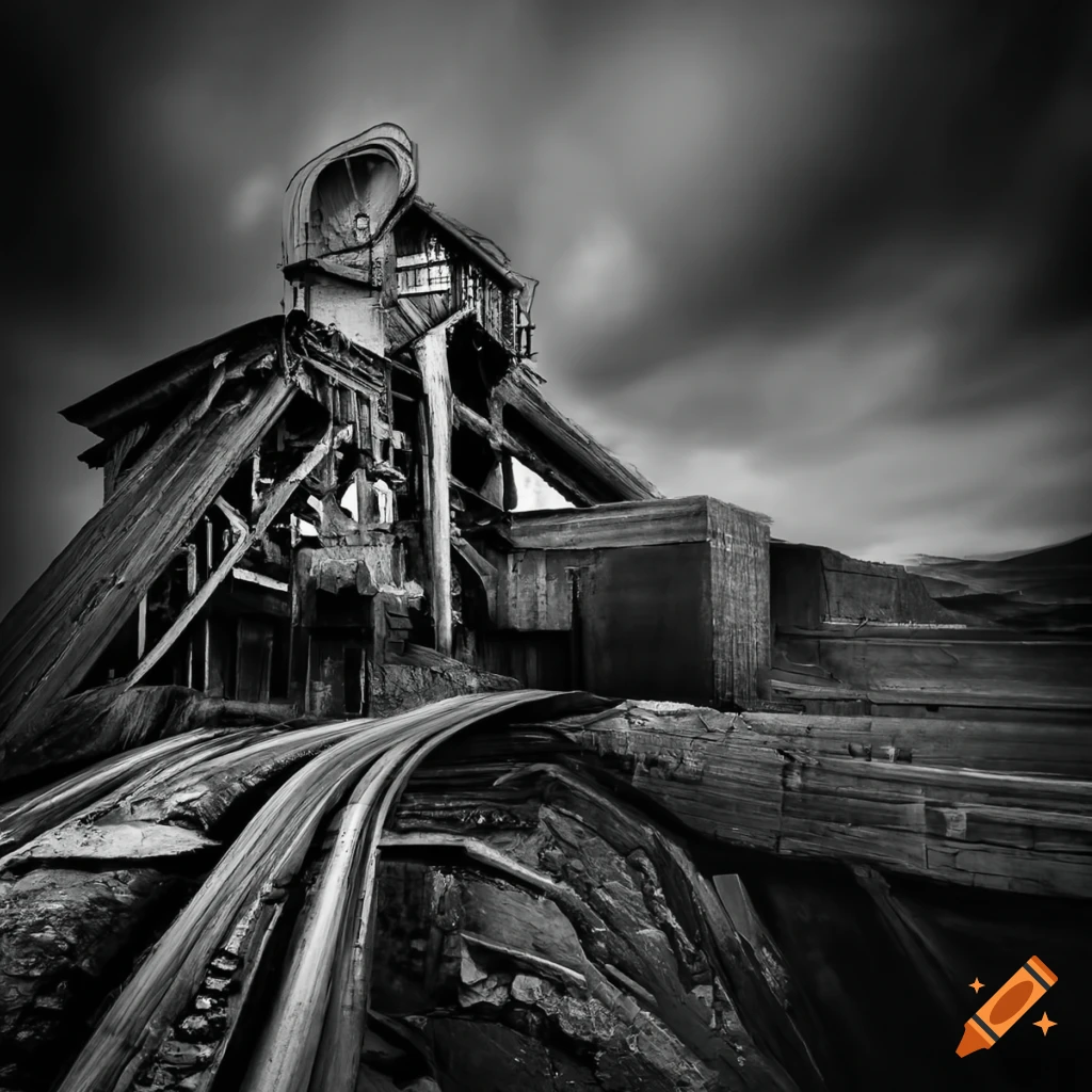Striking monochromatic photograph of a coal mine