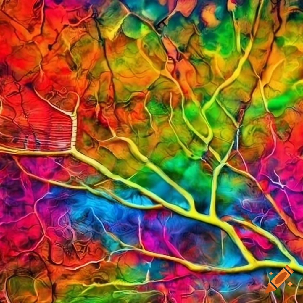 Artistic map with vibrant colors trees