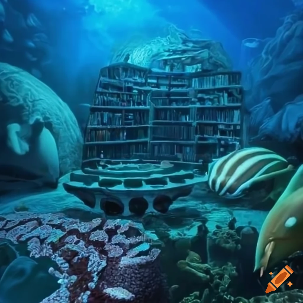 Labyrinth library under the sea on Craiyon