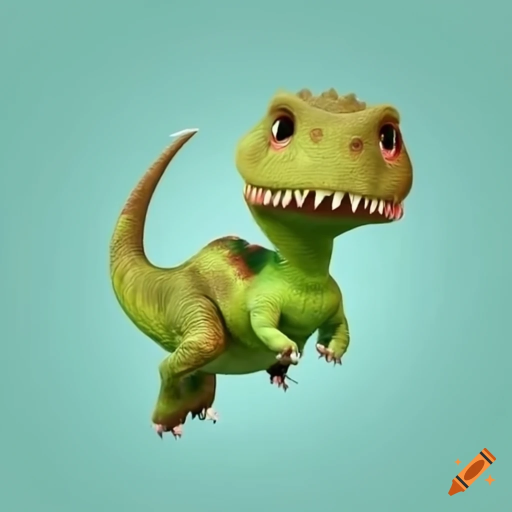 Dinosaur falling over cute on Craiyon