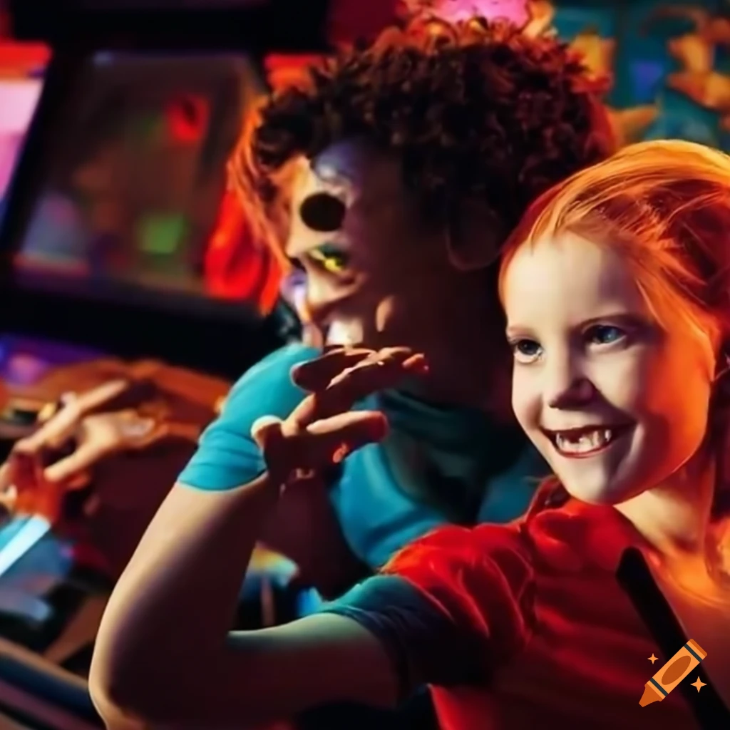 People having a blast playing retro arcade games