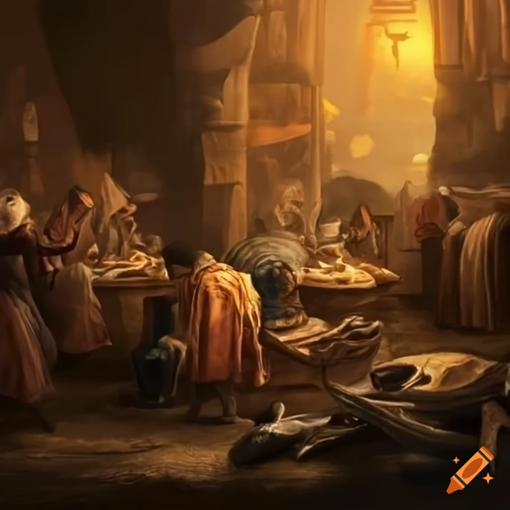 Medieval fish market on Craiyon