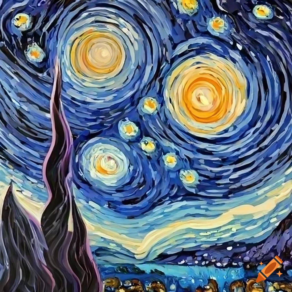 Highly detailed painting in the starry night-style on Craiyon