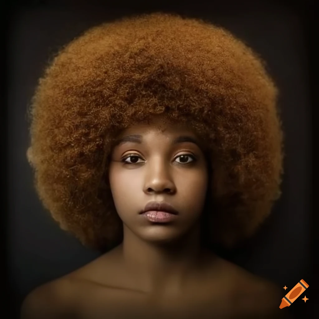 Plain portrait of an afro person, textured abstract hair in the art ...