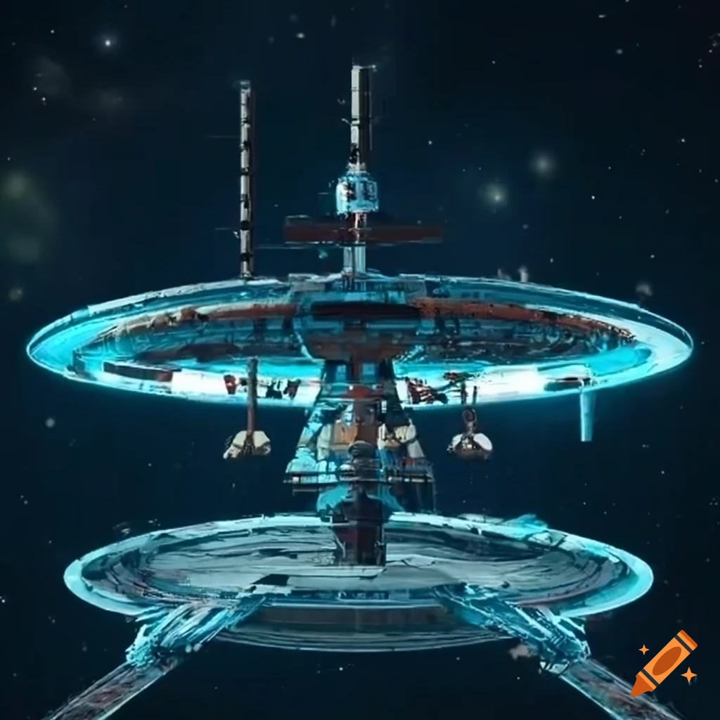 A futuristic space station with twelve sides on Craiyon