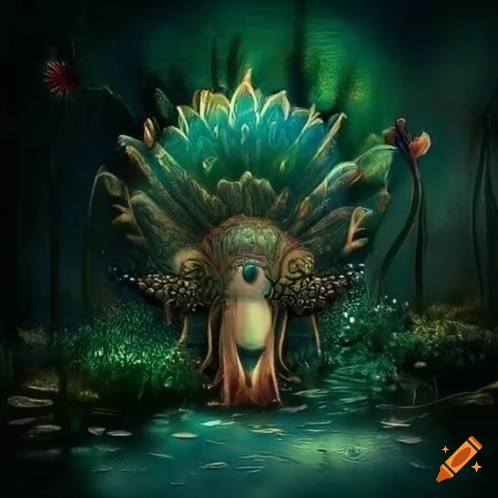 Marais surréaliste nénufars exotic and surreal floral garden habited by ...