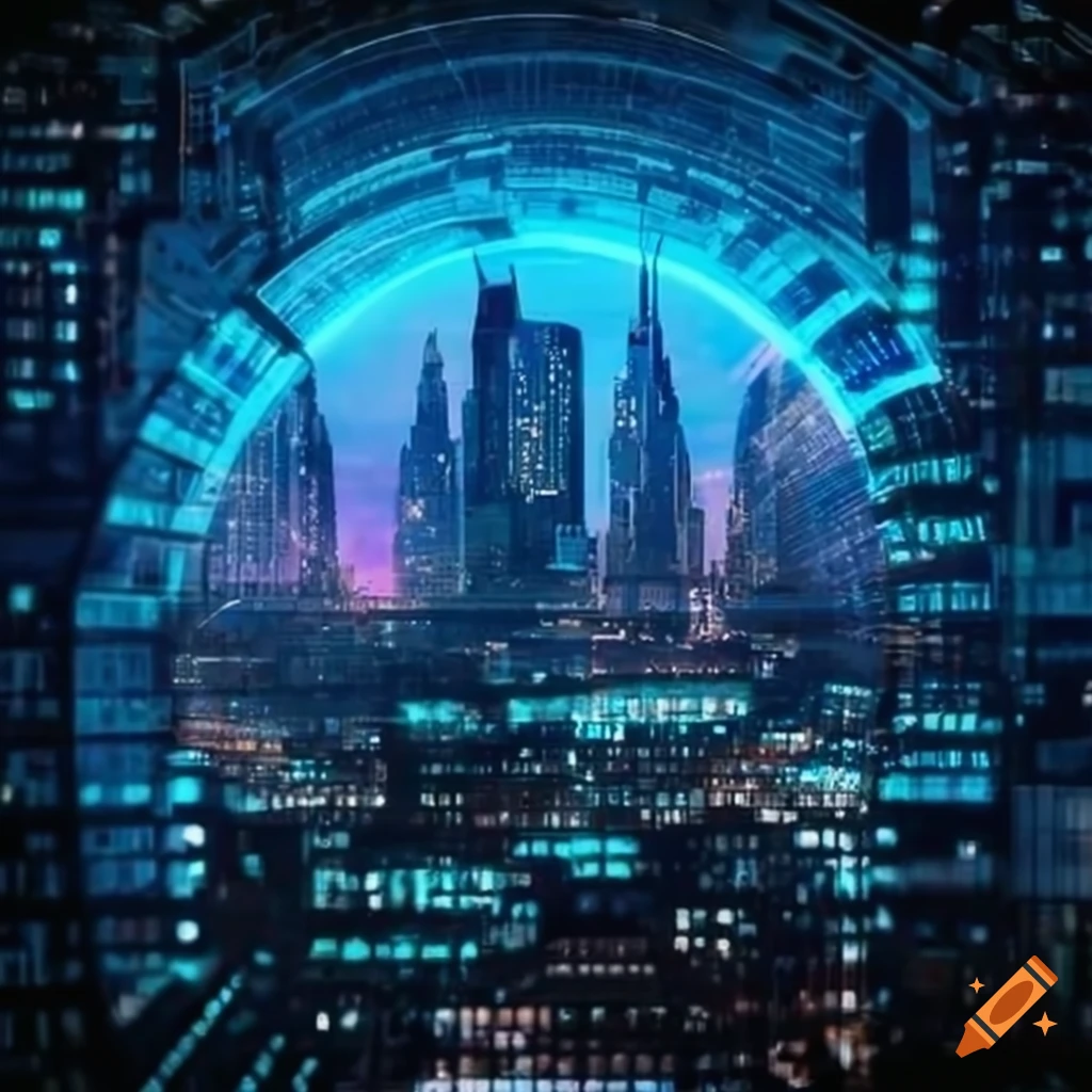 Window view of a cyber city in detail on Craiyon