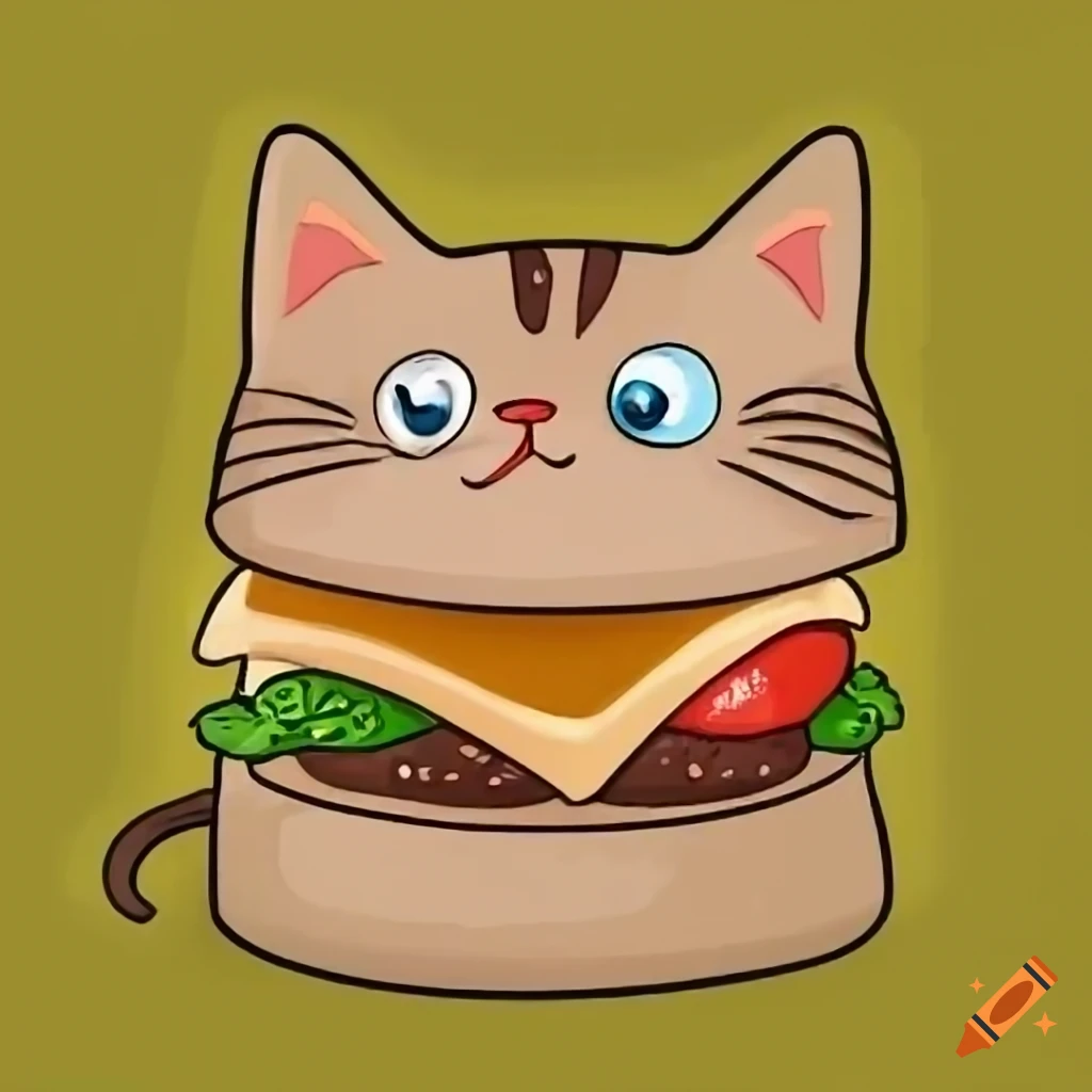 Cat sandwich cartoon on Craiyon