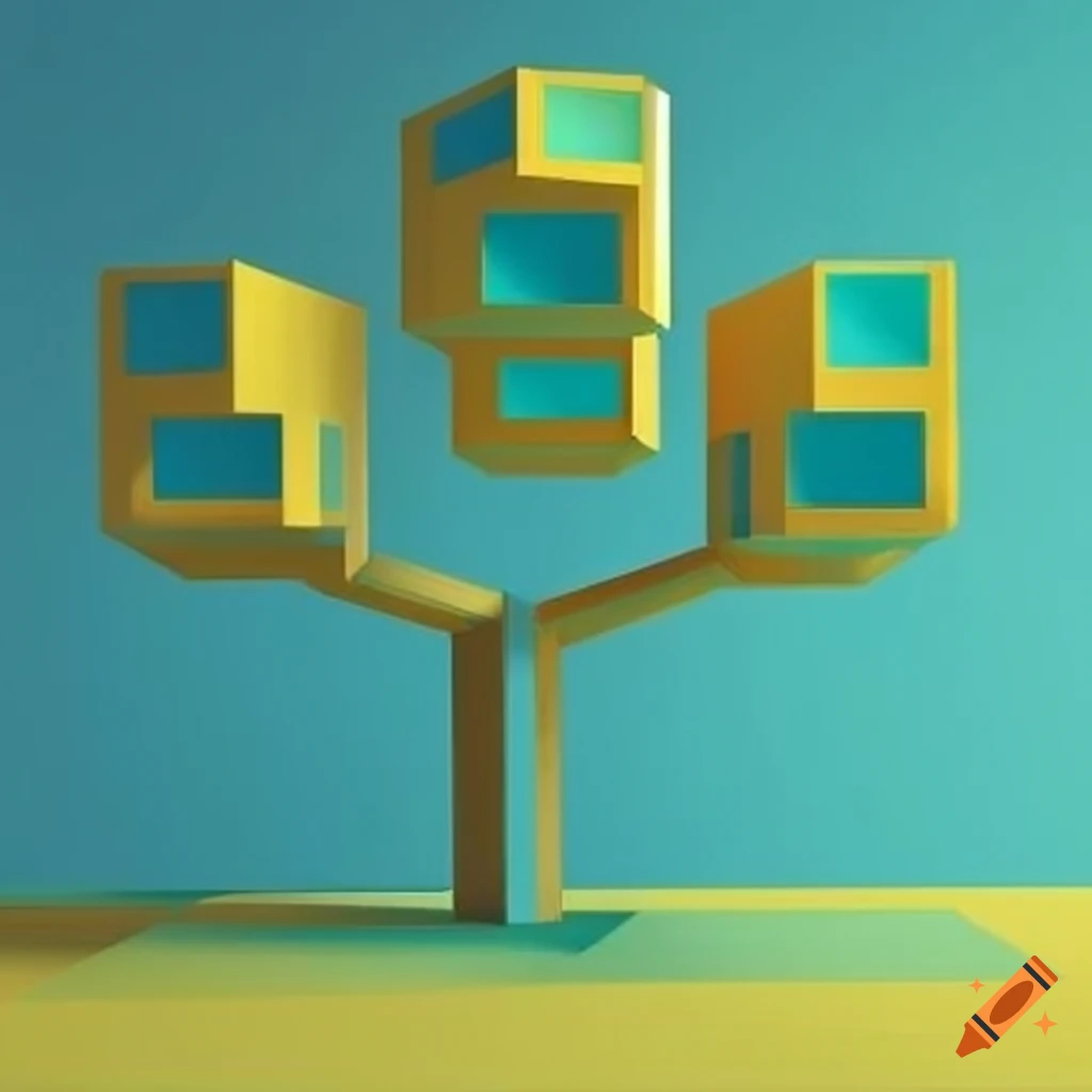Cube tree by modern style including blue yellow green color