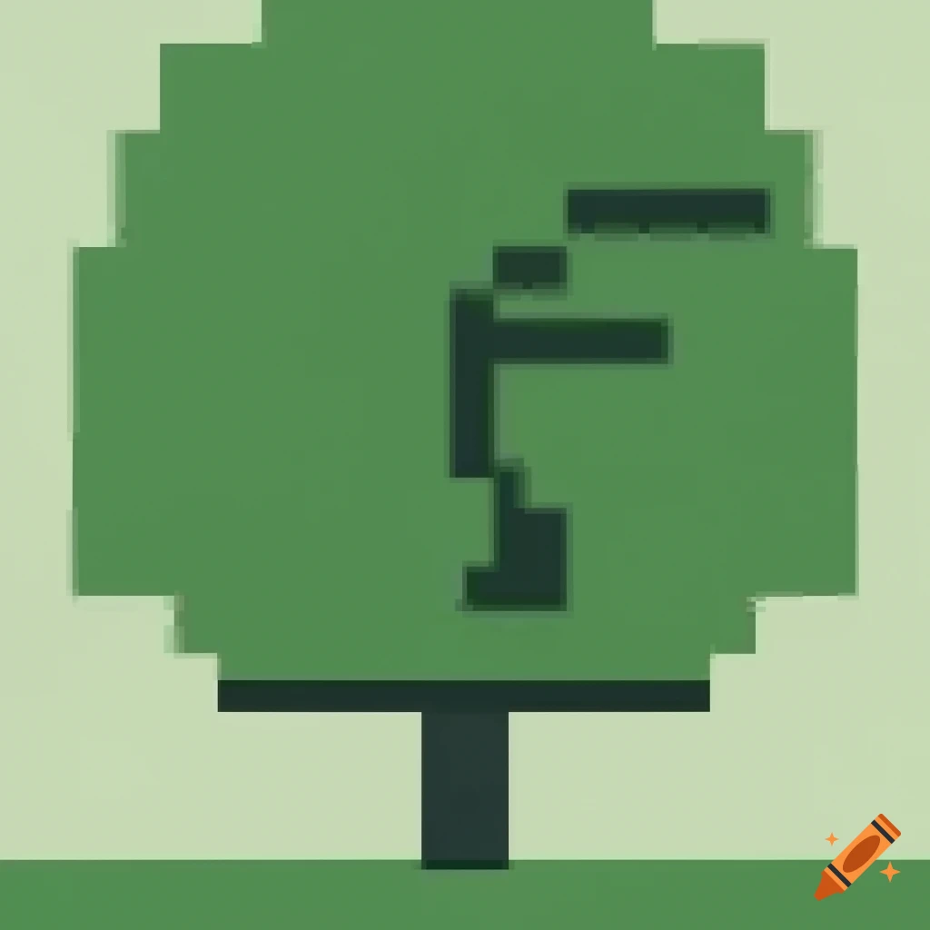 A minimalistic pixel art depiction of a tree that is 16 by 16 pixels with no background