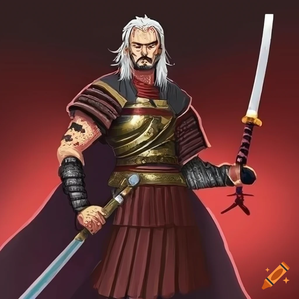 Qui gon jinn fusion uzui tengen as black roman praetorian guard with samurai sword