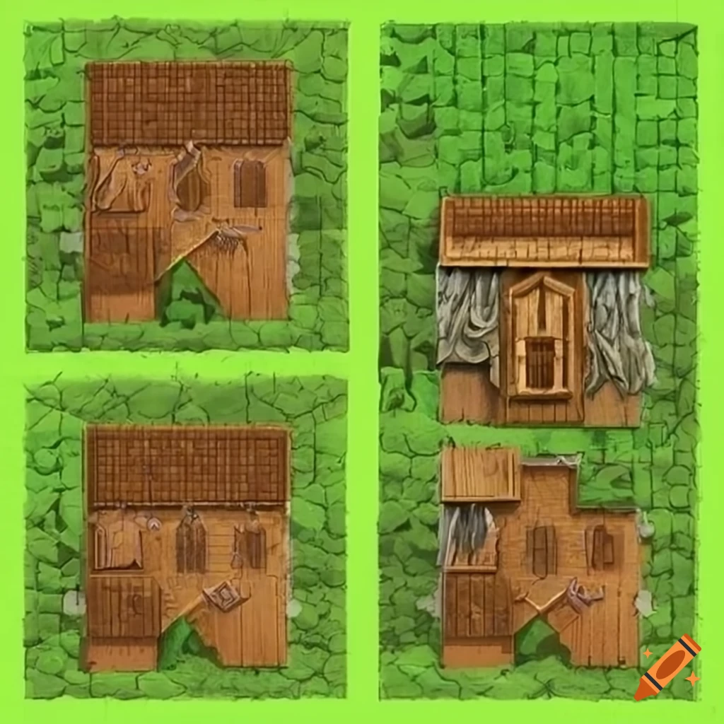 Beautiful tile set for myst rpg game, isometric, grass and road on Craiyon