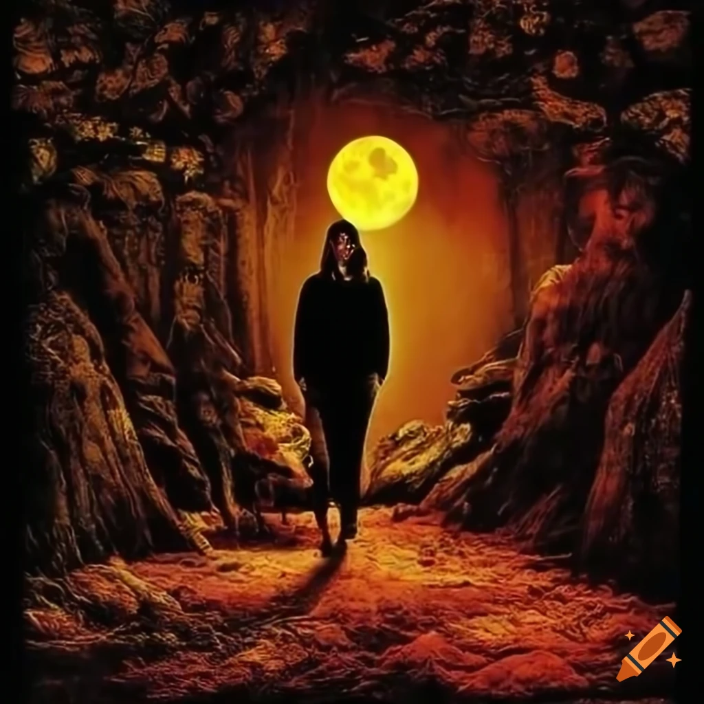 Yellow moon folk rock album on Craiyon