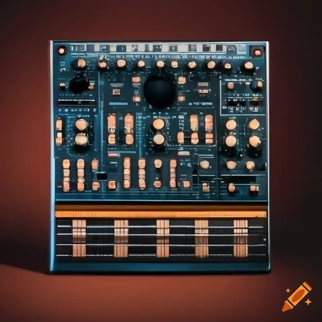 Late 1970s synthesizer panel on Craiyon