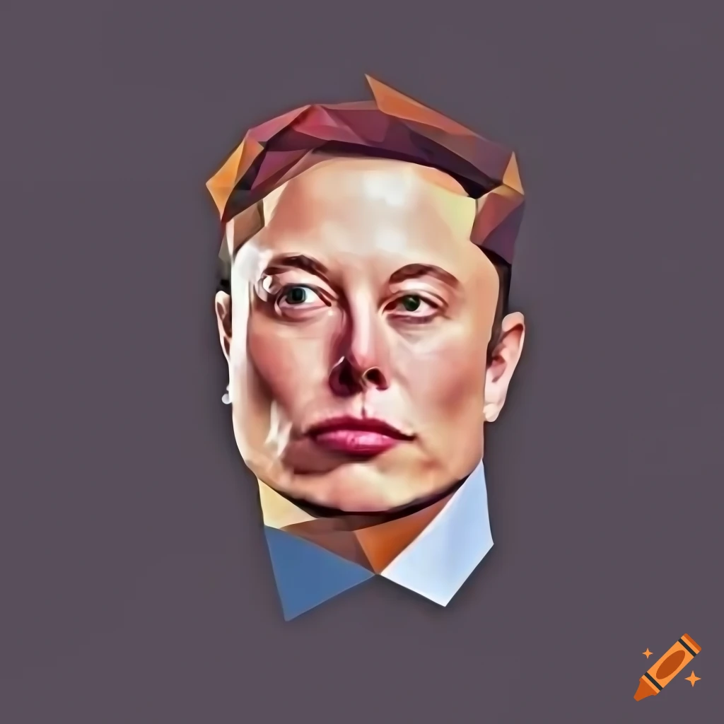 Profile picture vector icon of elon musk's face, polygon style on Craiyon