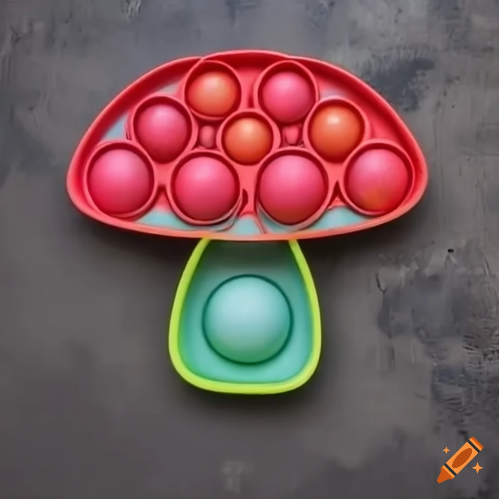 Mushroom made of pop it toy on dark table