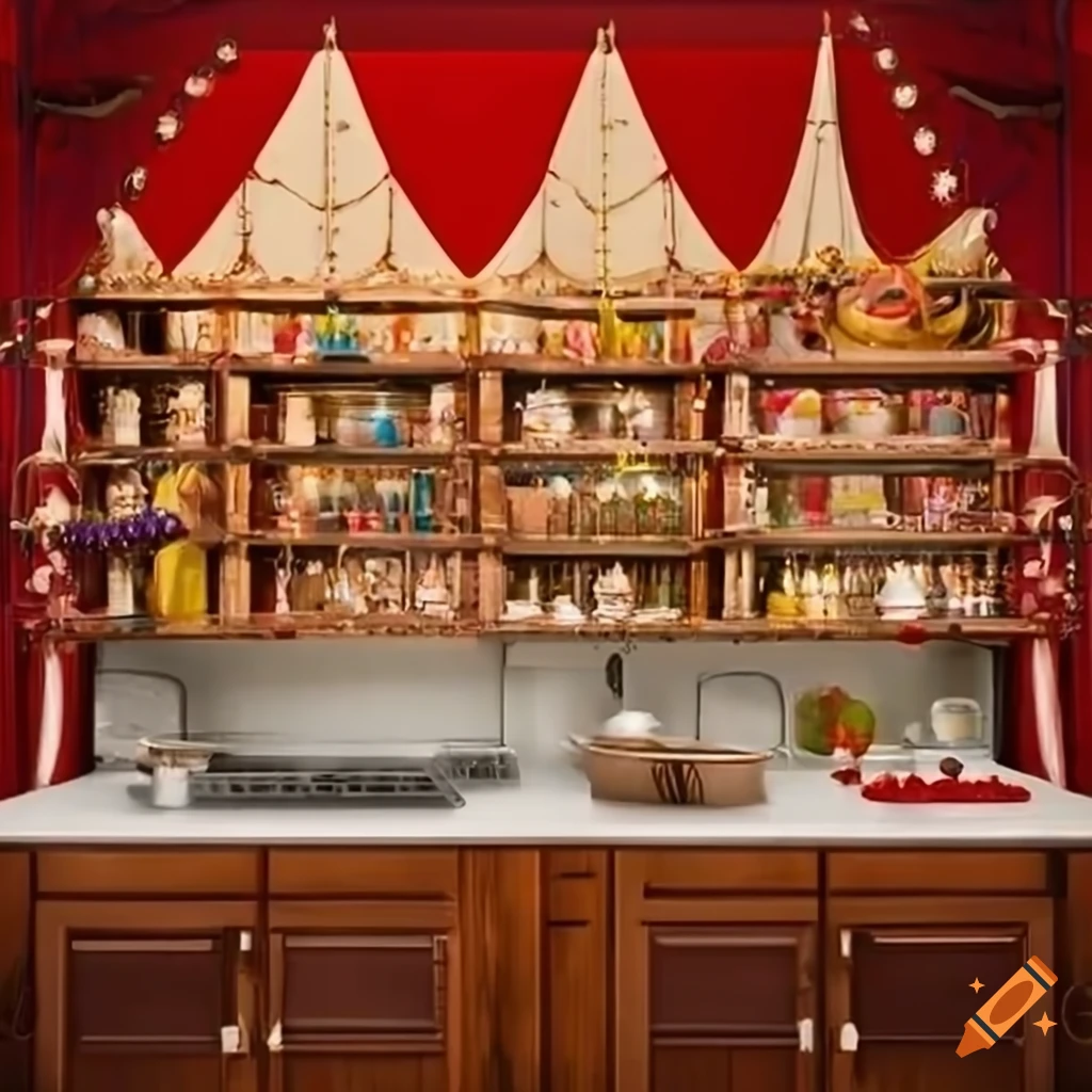 Modular kitchen backdrop with carnival circus theme
