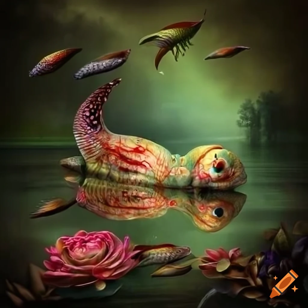 Marais surréaliste nénufars exotic and surreal floral garden habited by ...