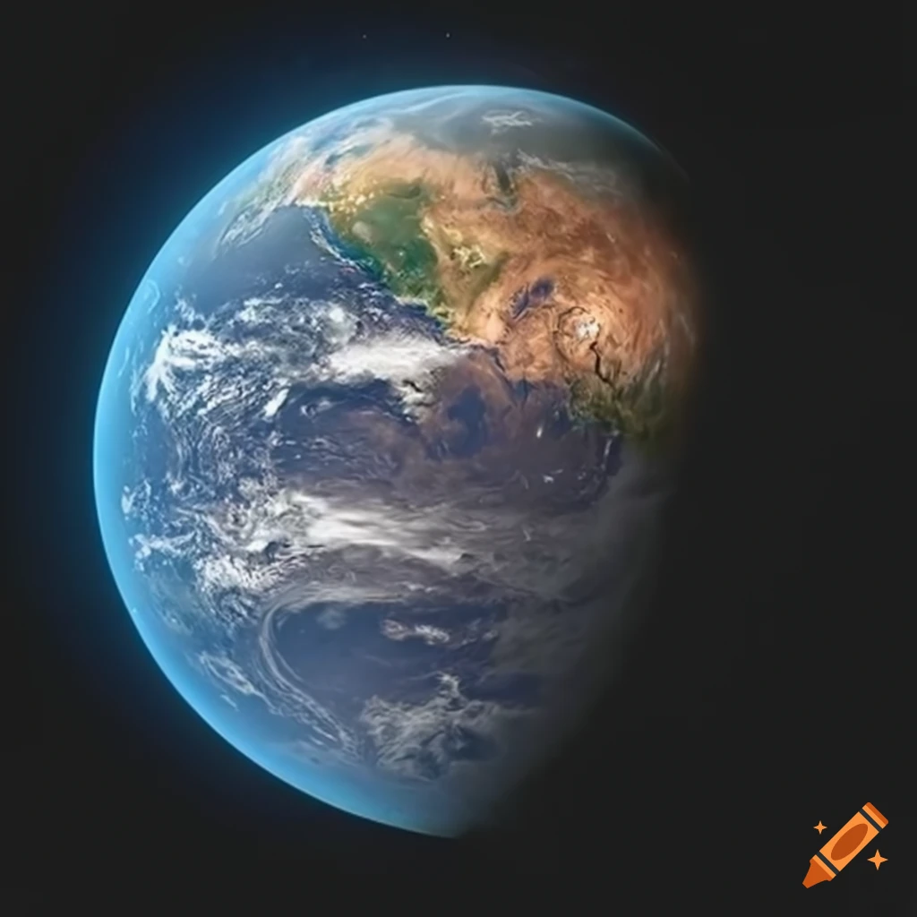 Stunning depiction of a distant planet resembling earth but not earth