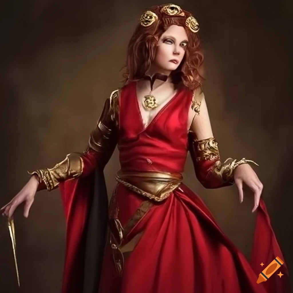 A beautiful fantasy-themed lannister style thin red summer wrap dress ...