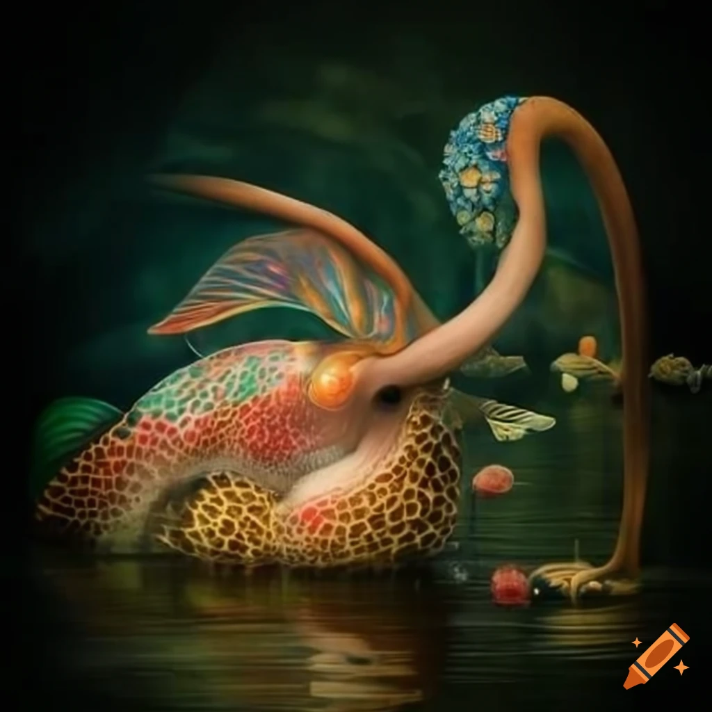 Marais surréaliste nénufars exotic and surreal floral garden habited by ...