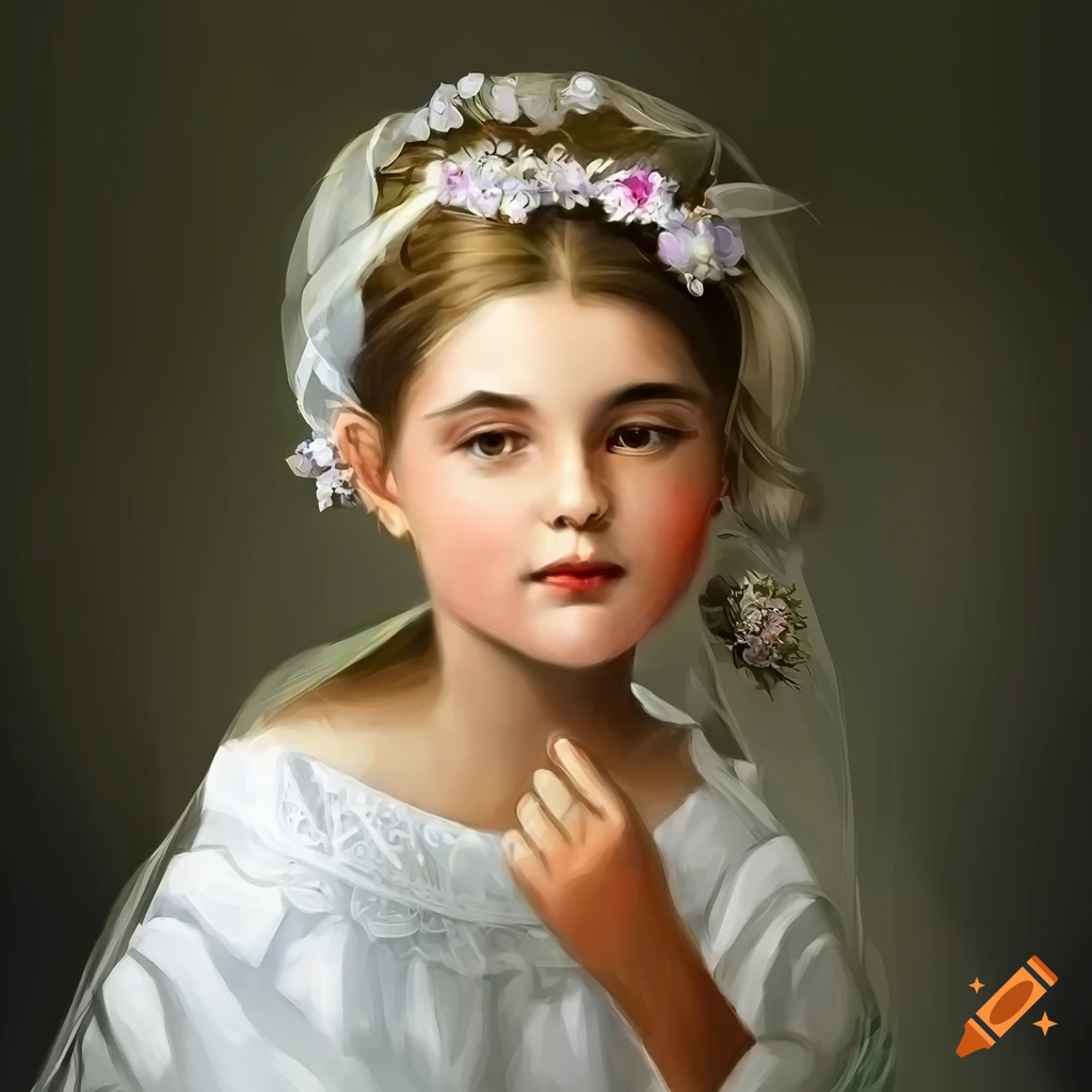 Victorian portrait of a girl with flowers in her hair going to her ...