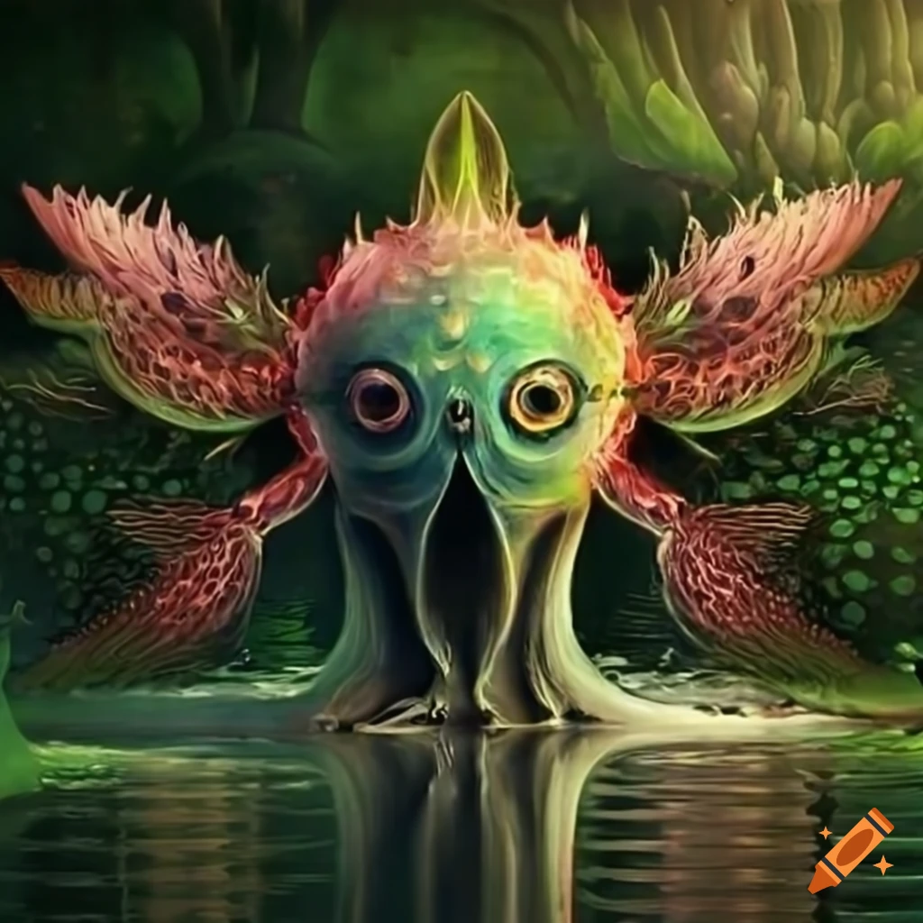 Marais surréaliste nénufars exotic and surreal floral garden habited by ...