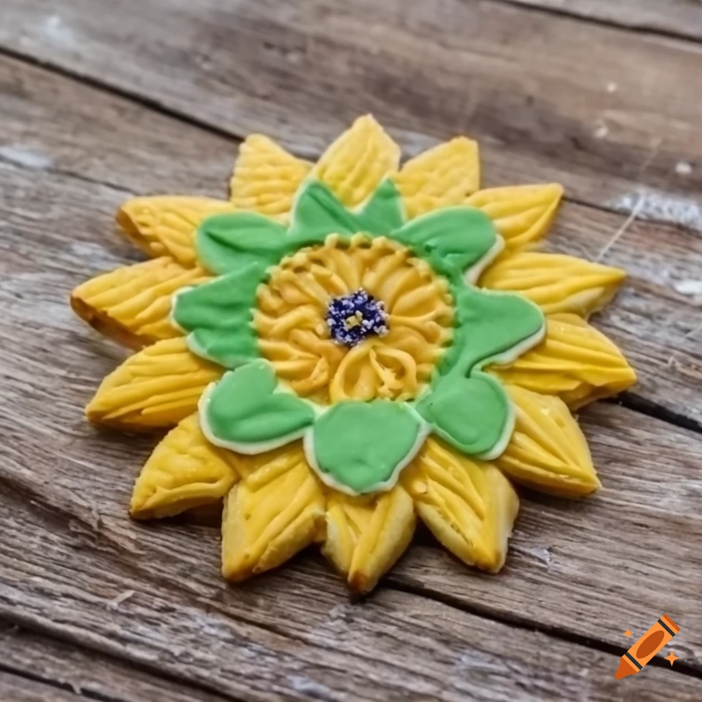A sunflower shaped cookie on Craiyon