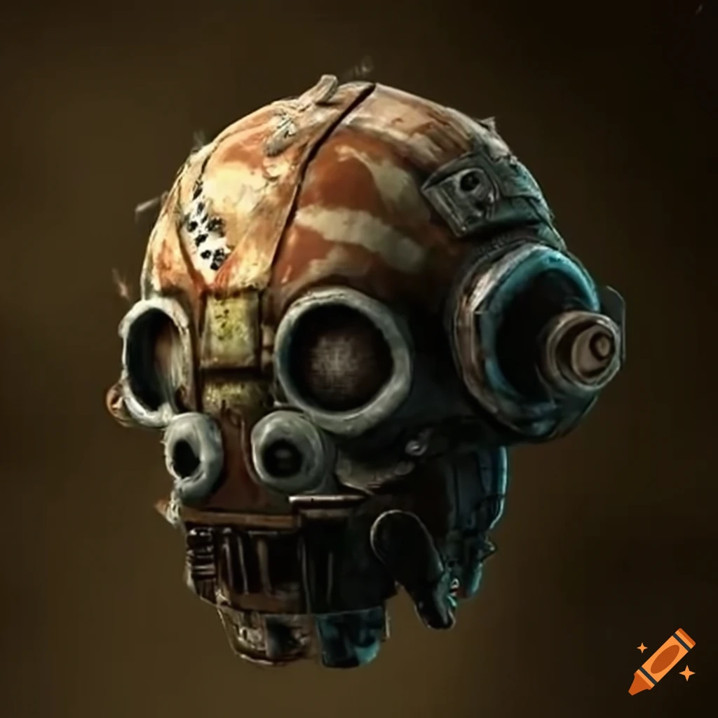 Fallout franchise universe eyebot painted in camouflage on Craiyon