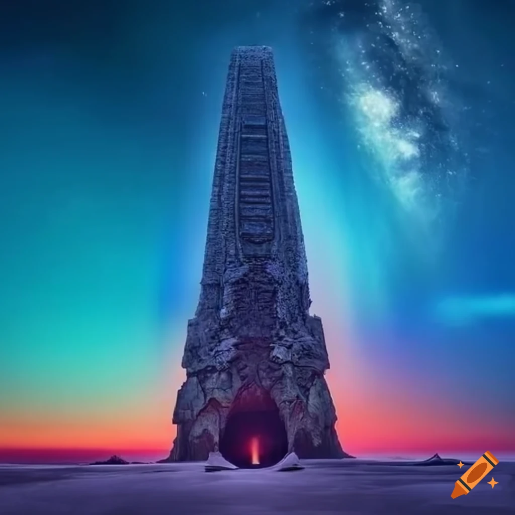 Mysterious alien temple amidst a vibrant extraterrestrial landscape