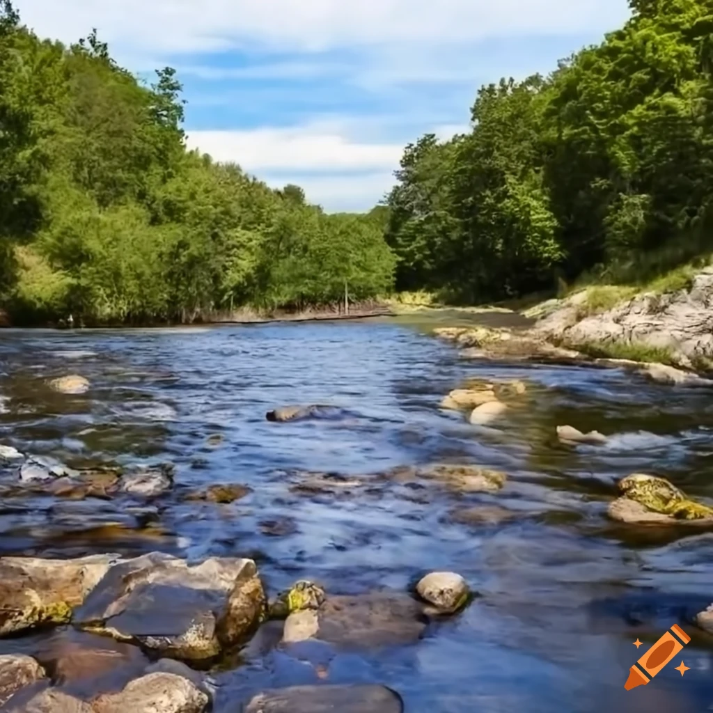 River watercourse and white background on Craiyon