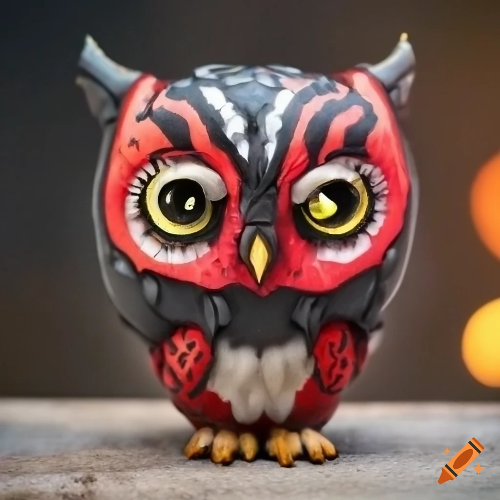 Fimo, darth maul reimagined as a chibi owl on Craiyon