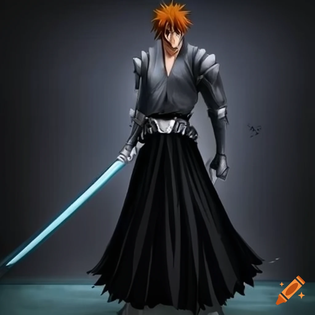 Ichigo Bleach fusion Luke Skywalker as grey armor knight with sword on ...