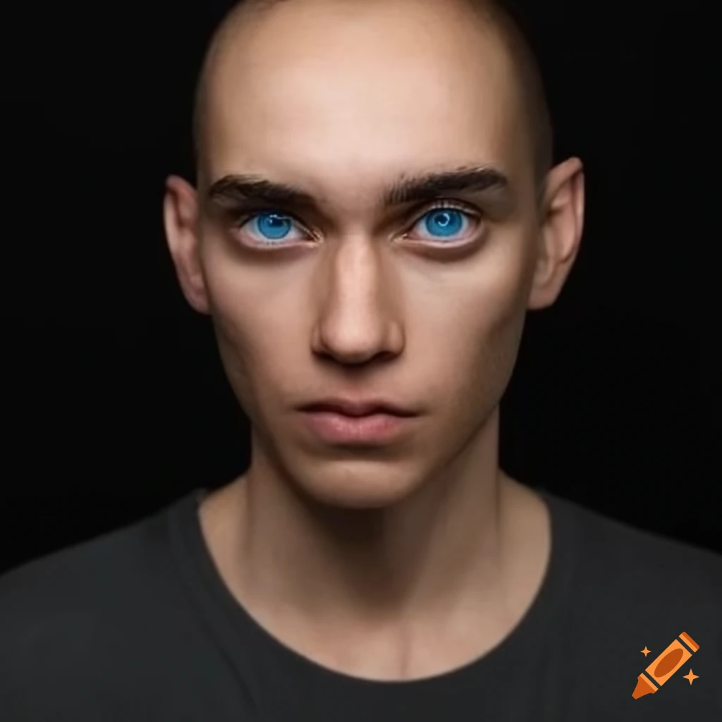 Symmetrical male human face average looking mugshot on Craiyon