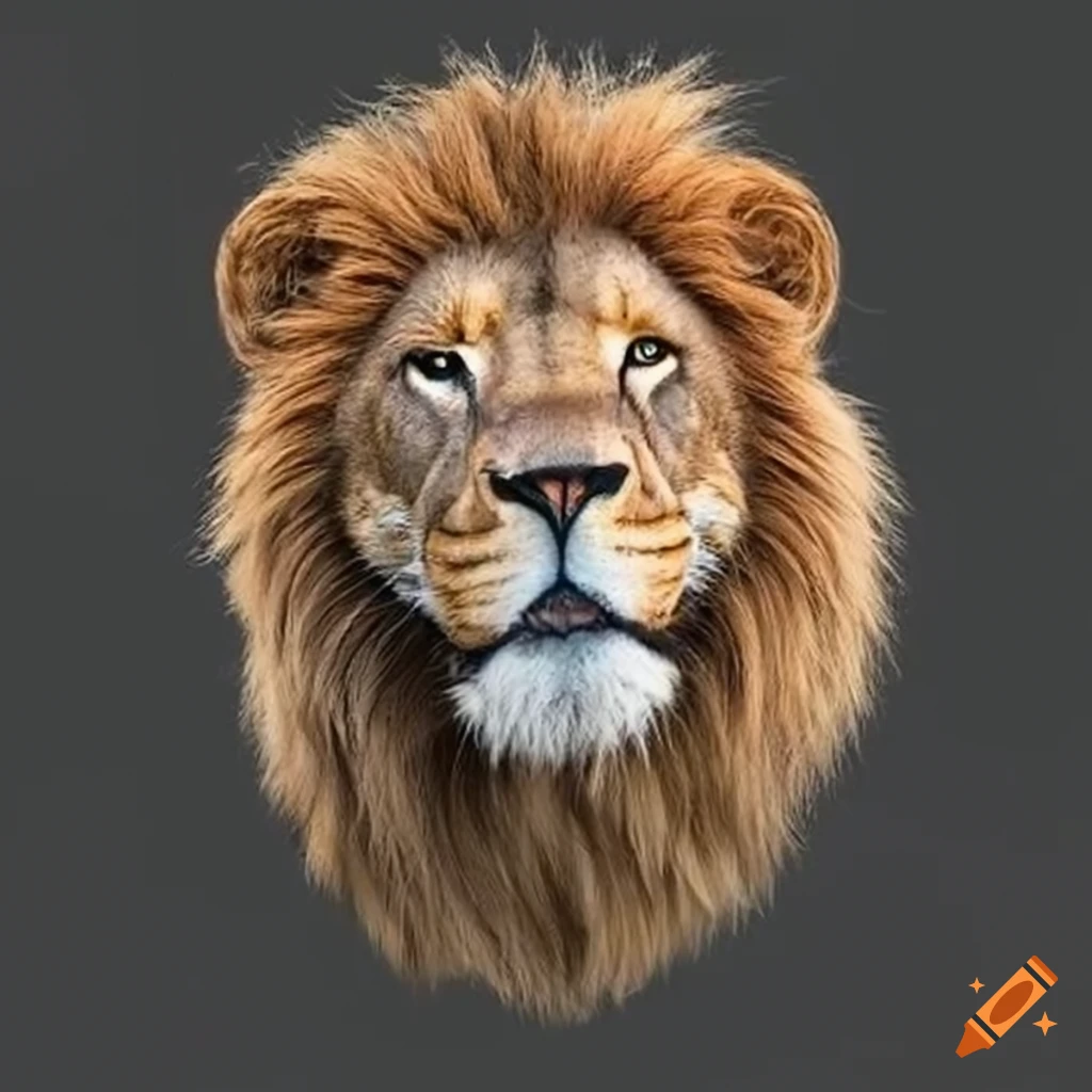 Draw a face of a kind-hearted smiling lion for logo