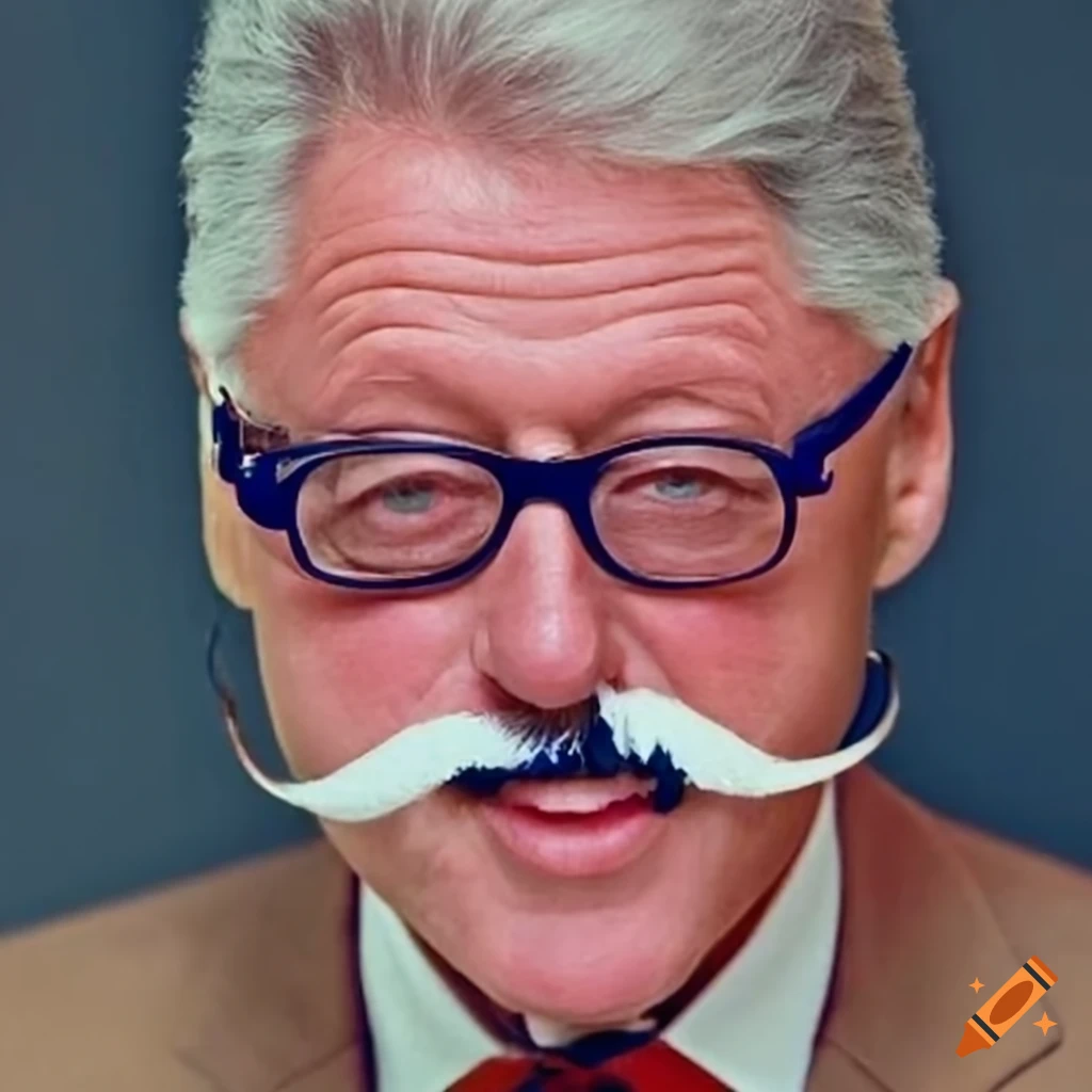 Bill clinton wearing a fake mustache and glasses on Craiyon