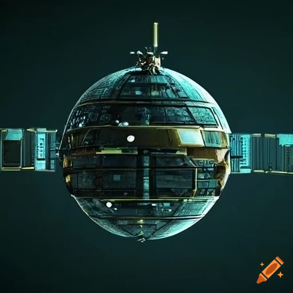 Matrix-inspired satellite in futuristic style