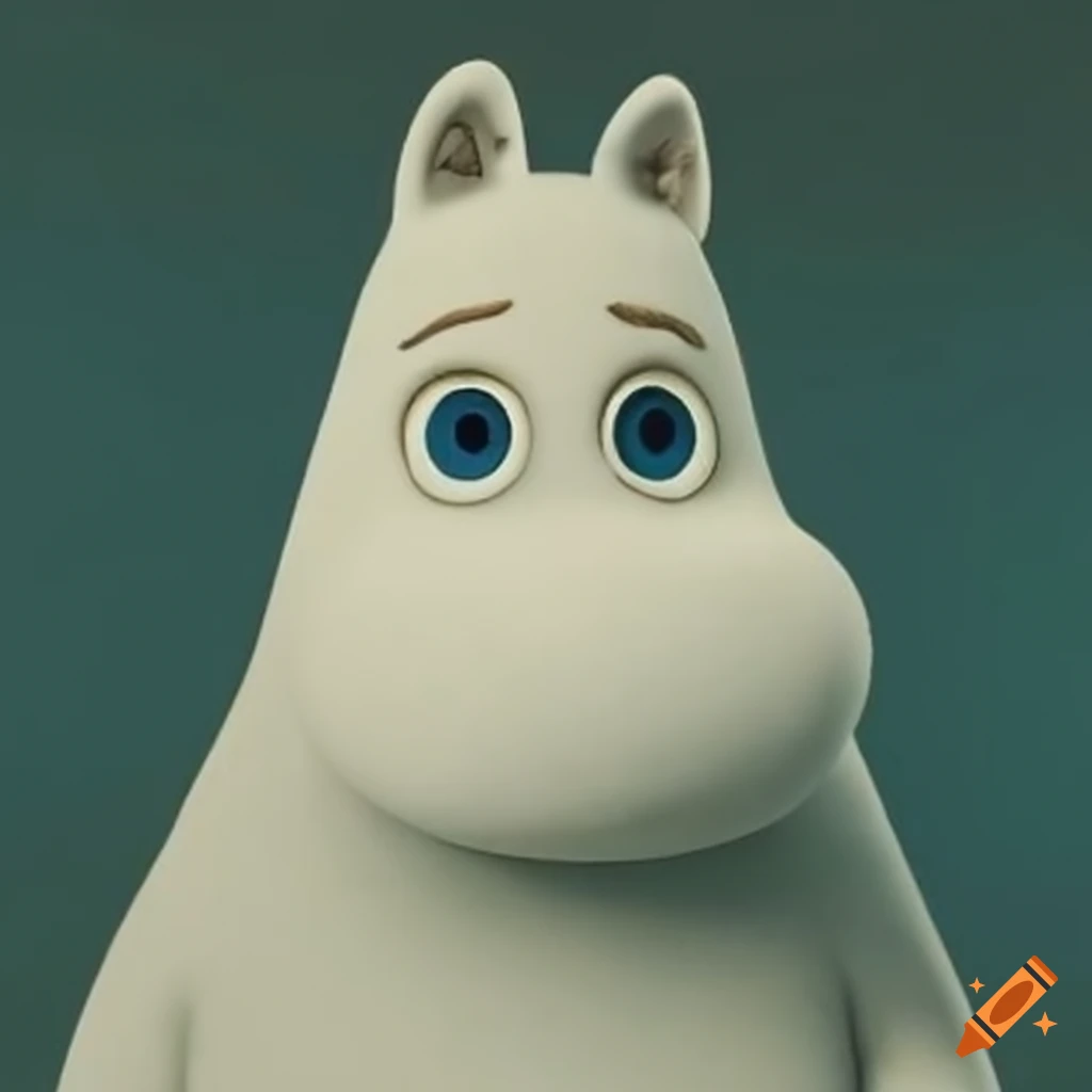 Moomin struggling with a complex book, looking puzzled