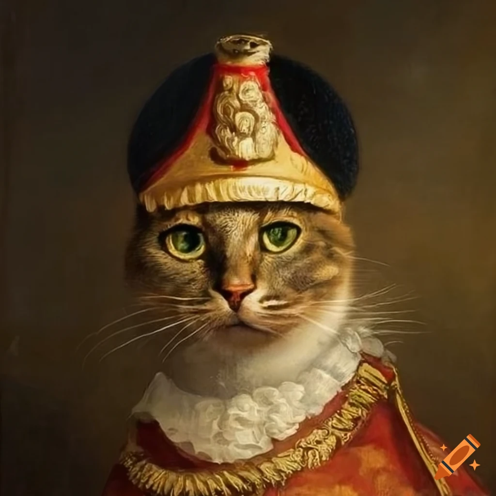 A cat portrait dressed as a russian general from the xix century on Craiyon