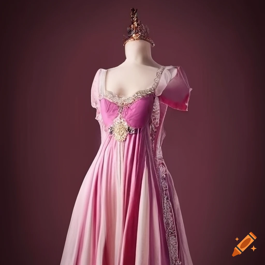 A beautiful pink summer medieval fantasy thin summer dress adorned with ...