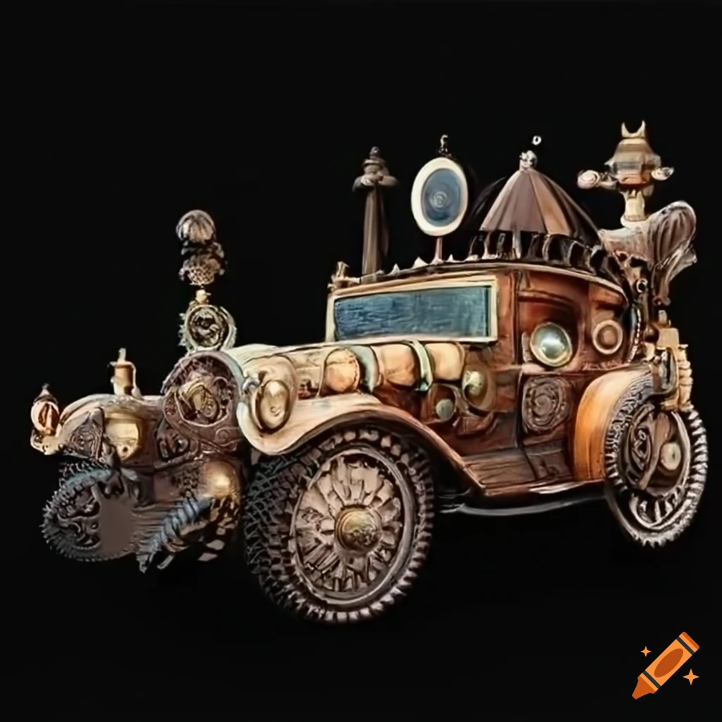 Steampunk car on Craiyon
