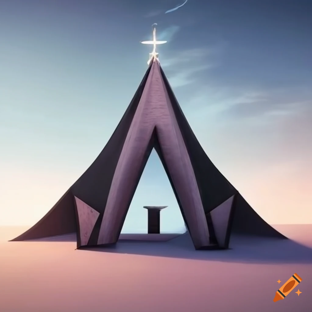 A futuristic church on an alien planet, minimalistic style on Craiyon