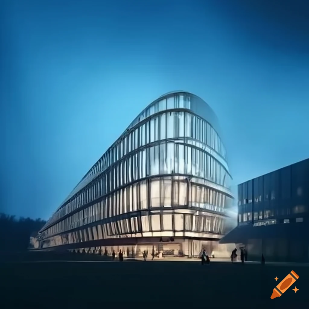 Innovative architectural elements at a futuristic college campus on Craiyon