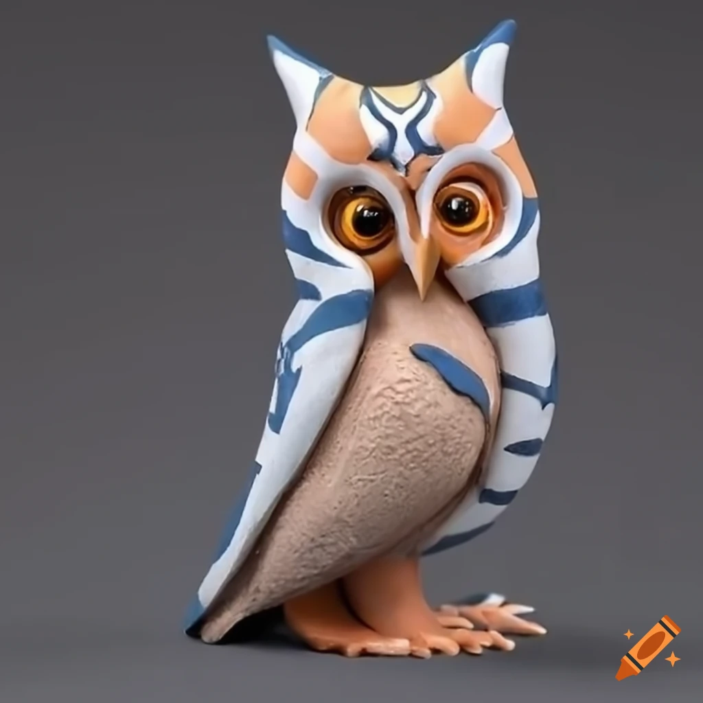 Cute fimo owl sculpture resembling Ahsoka Tano on Craiyon