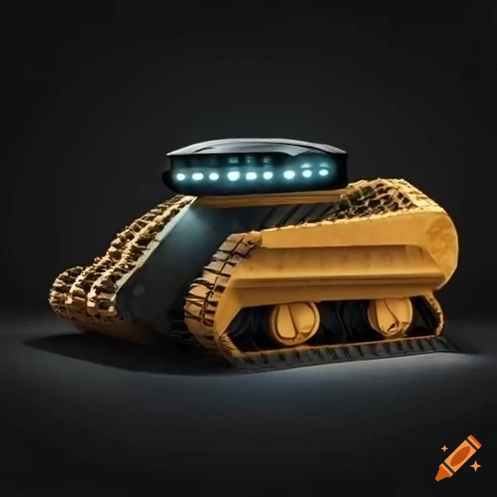 Futuristic vehicle with caterpillar tracks designed for lunar exploration