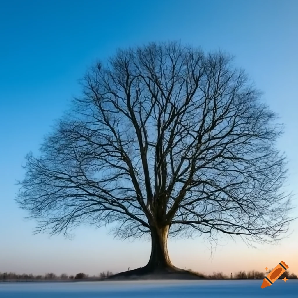 Symmetrical tree against a blue sky
