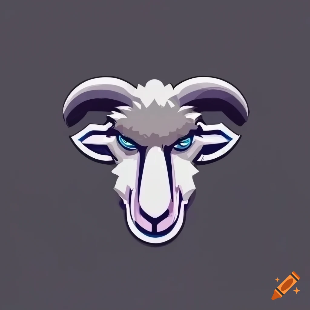 Esports logo, sheep head, logo style,nba, white background, flat