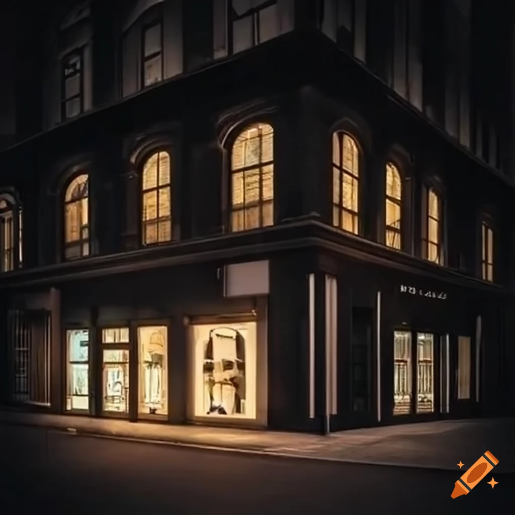 A two-story building with a modern design with a store theme on Craiyon